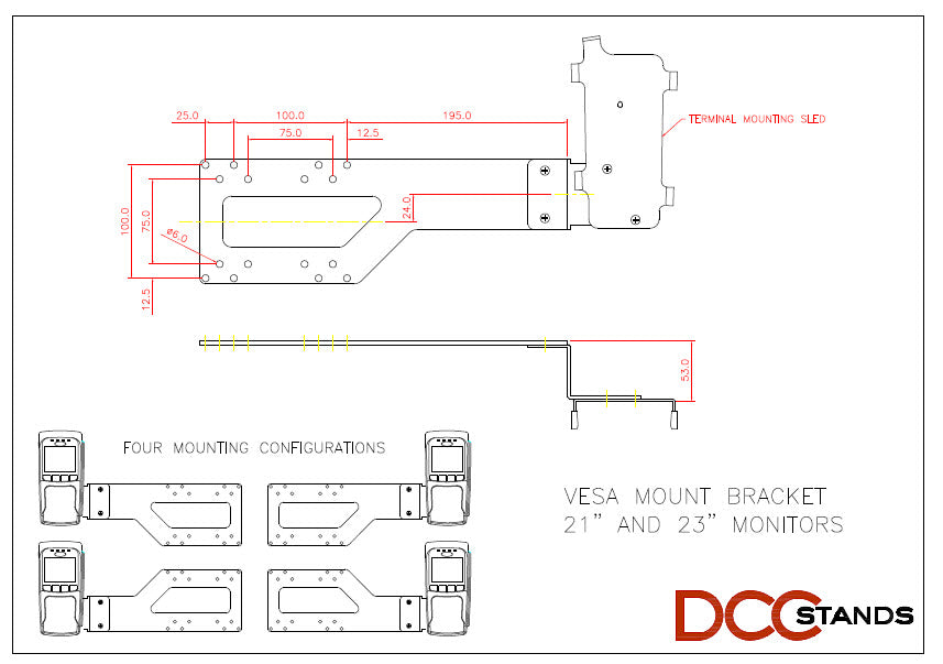 DCCStands – Verifone Vx820 VESA Mounting Bracket for 19" and 23" Monitor